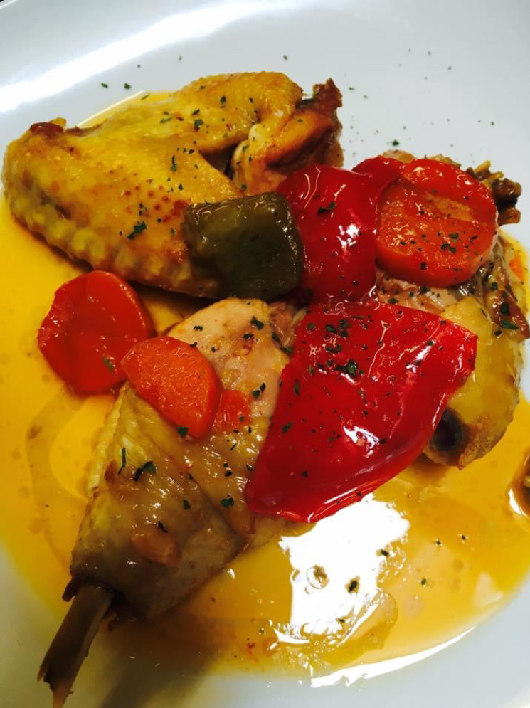Contramuslo de pollo asado con mostaza y miel - Restaurante El Cardiel